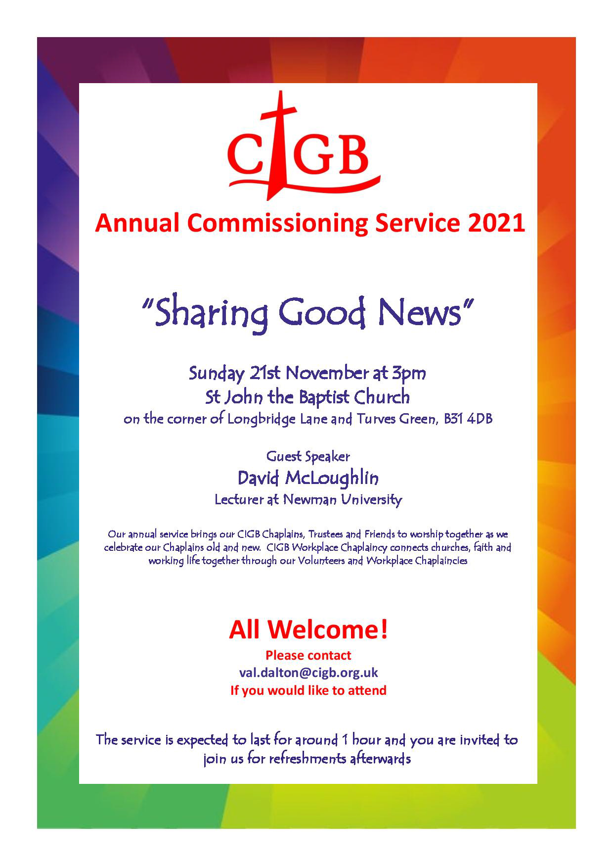 Sharing Good News (CIGB Annual Commissioning Service) | Birmingham ...