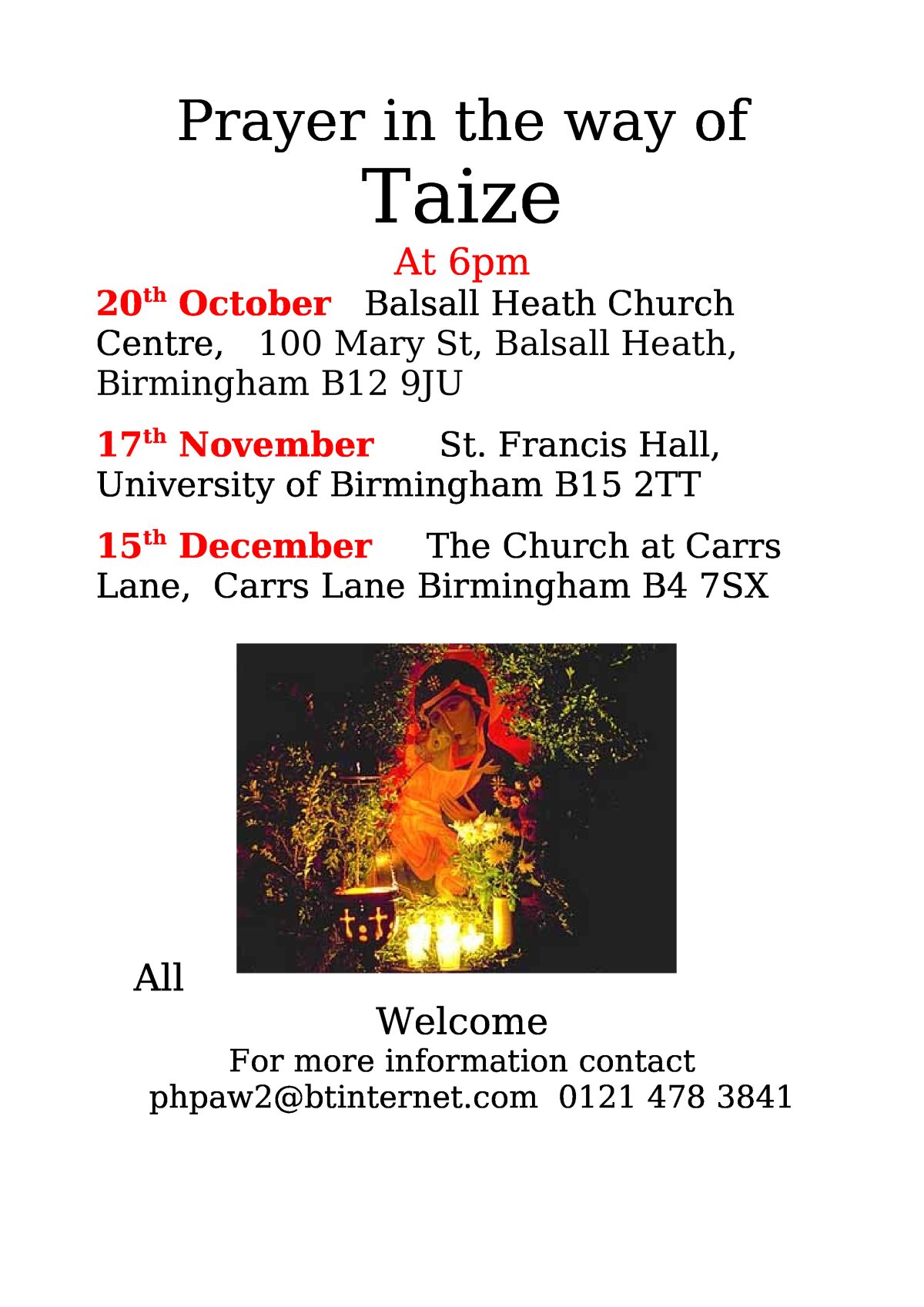 Prayer in the way of Taize | Birmingham Churches Together