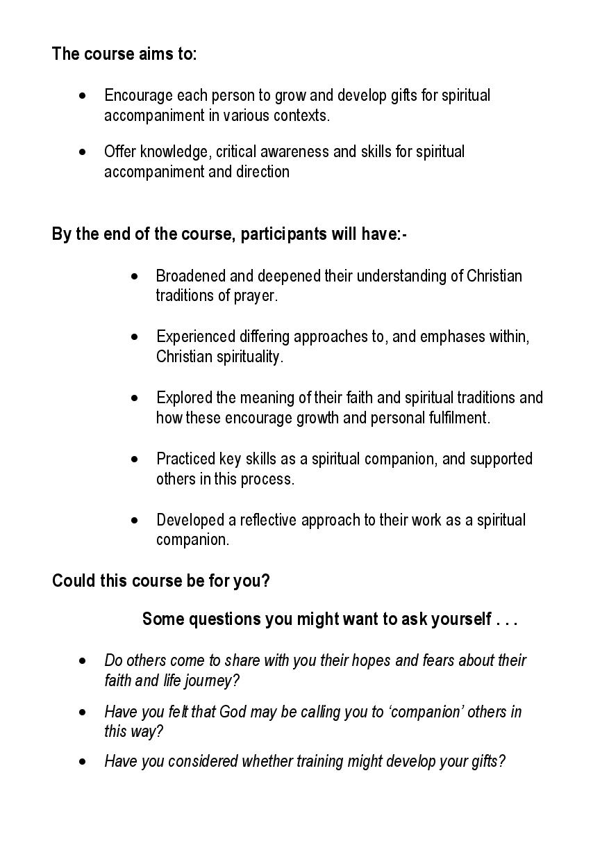 Spiritual Accompaniment Course organised by The Birmingham Forum for ...