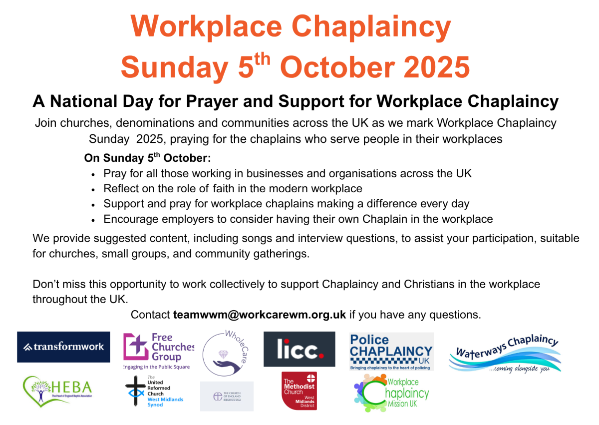 Workplace Chaplaincy Sunday – 5 October | Birmingham Churches Together